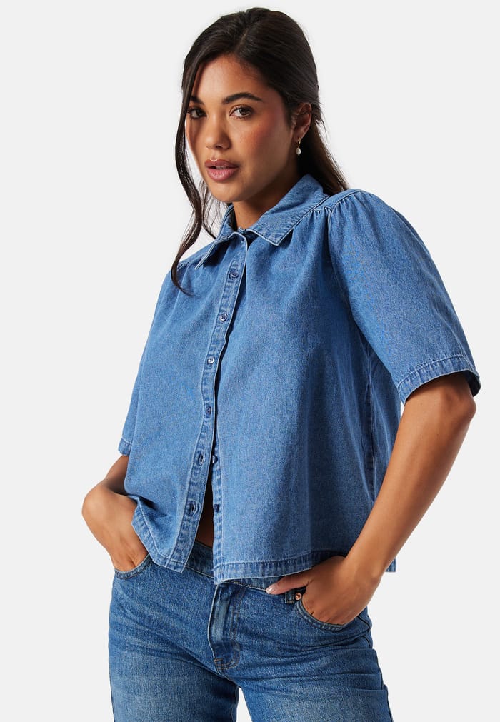 Pieces Pcmag SS Denim Shirt - Bubbleroom