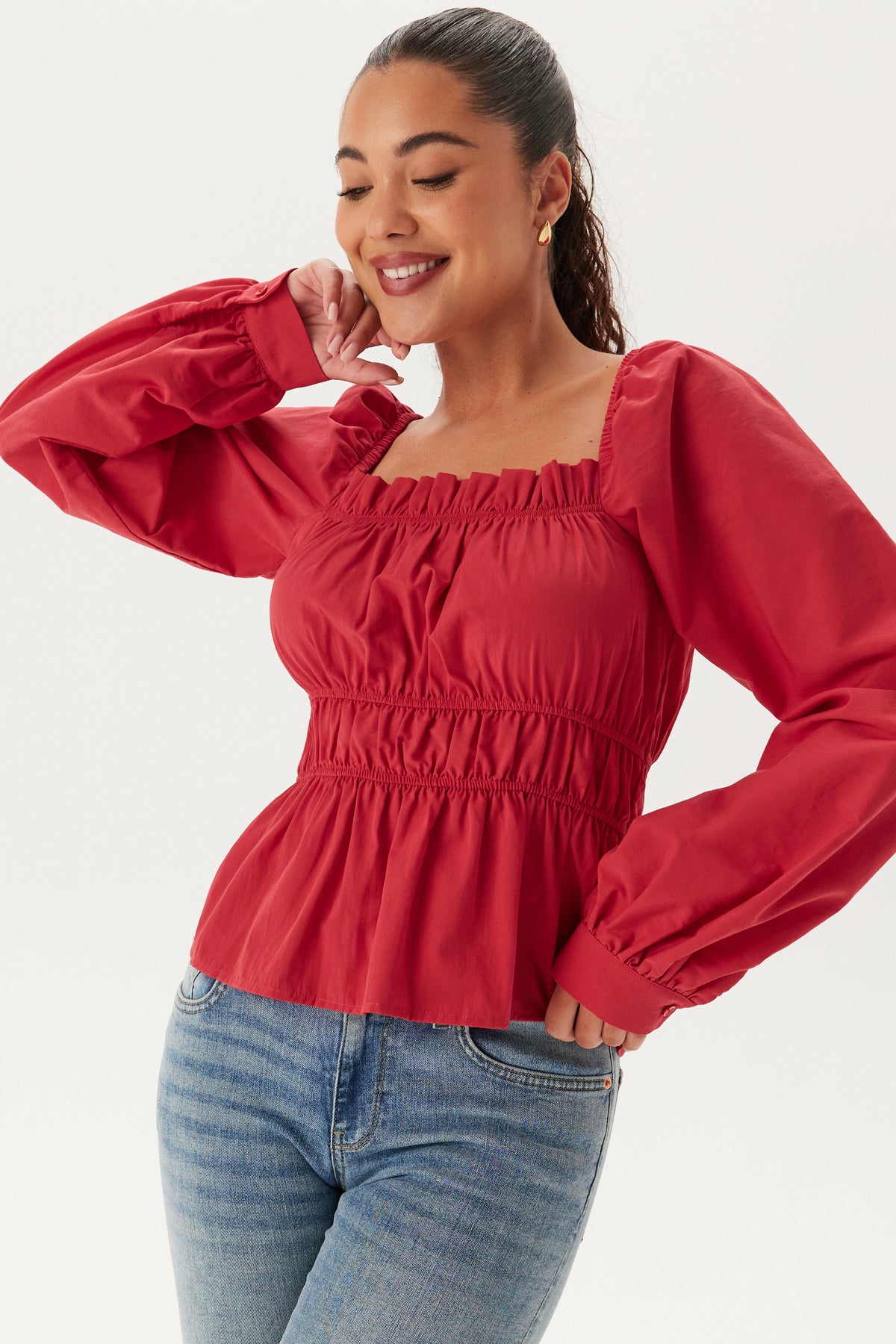 Bubbleroom – Smock Blouse – Blouses & shirts – Red