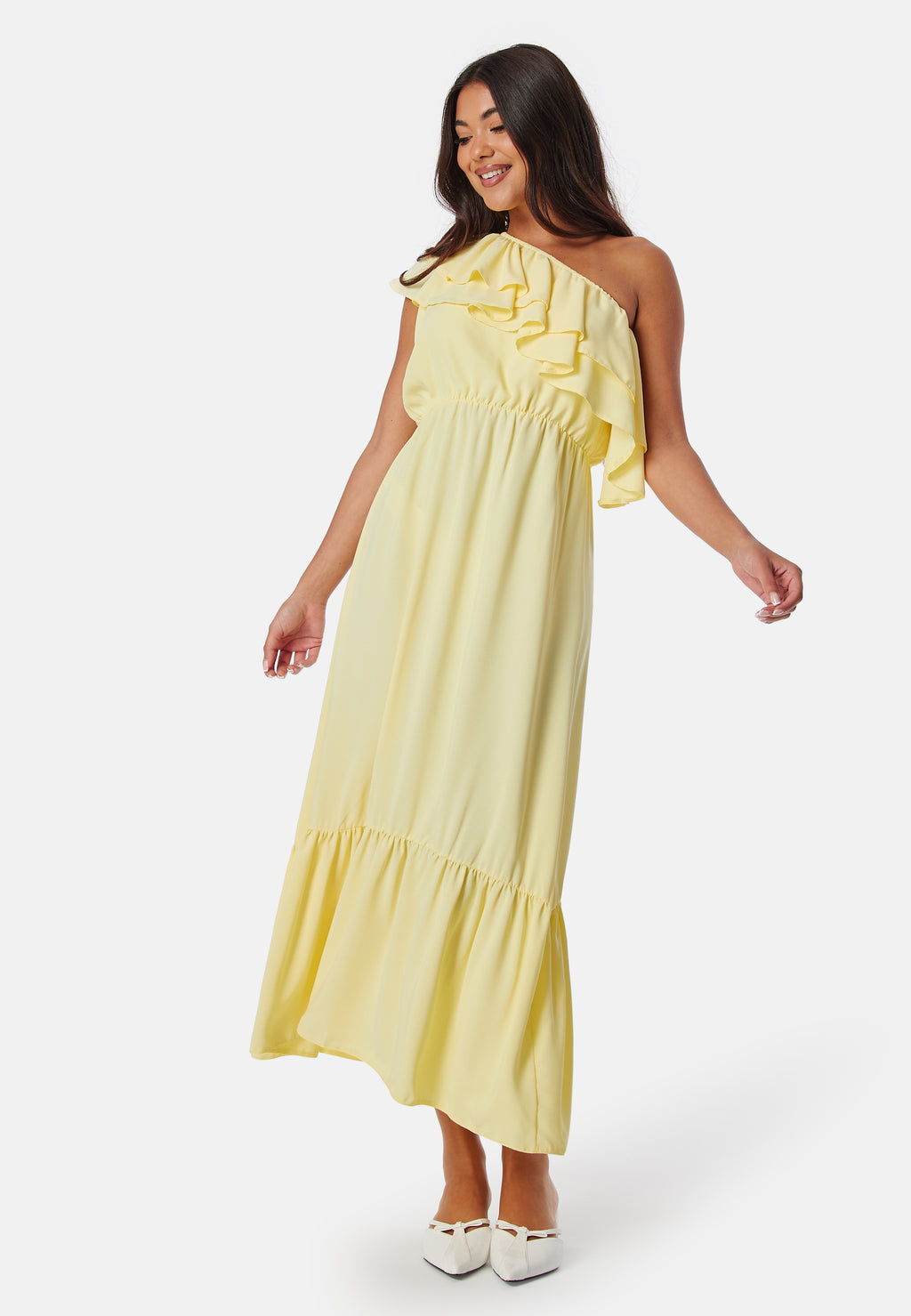 John zack – One Shoulder Ruffle Maxi Dress – Bridesmaid dresses – Yellow